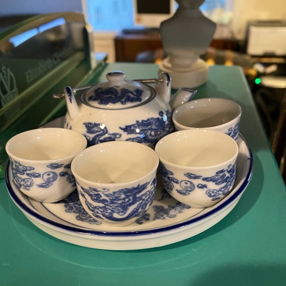 Other | Miniature Vietnamese Tea Set From Vietnam With Blue Dragon Art ...